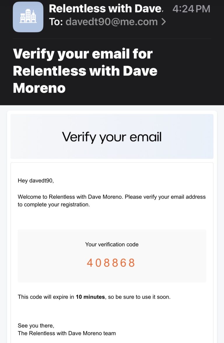 Relentless App Access - Dave Moreno Coaching